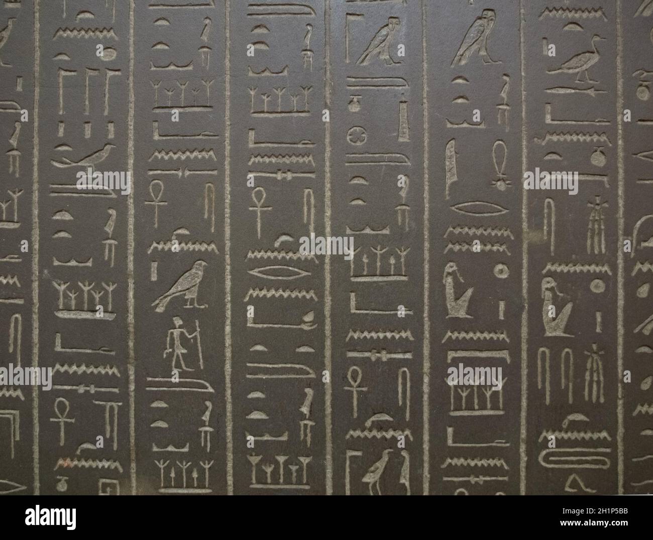 Ancient Egyptian hieroglyphs on a black stone Stock Photo - Alamy