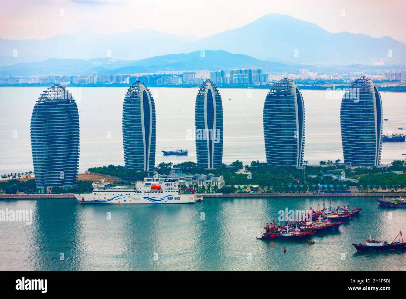 Aerial panorama illuminated sanya bay hi-res stock photography and ...
