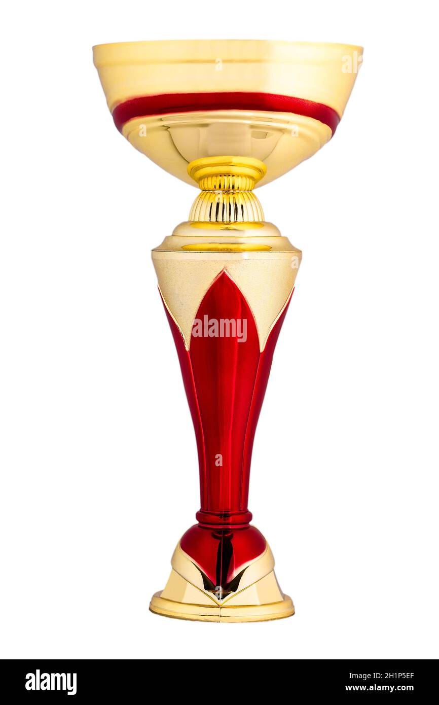 The golden trophy isolated on white background Stock Photo - Alamy