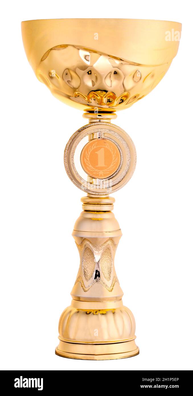 The golden trophy isolated on white background Stock Photo - Alamy