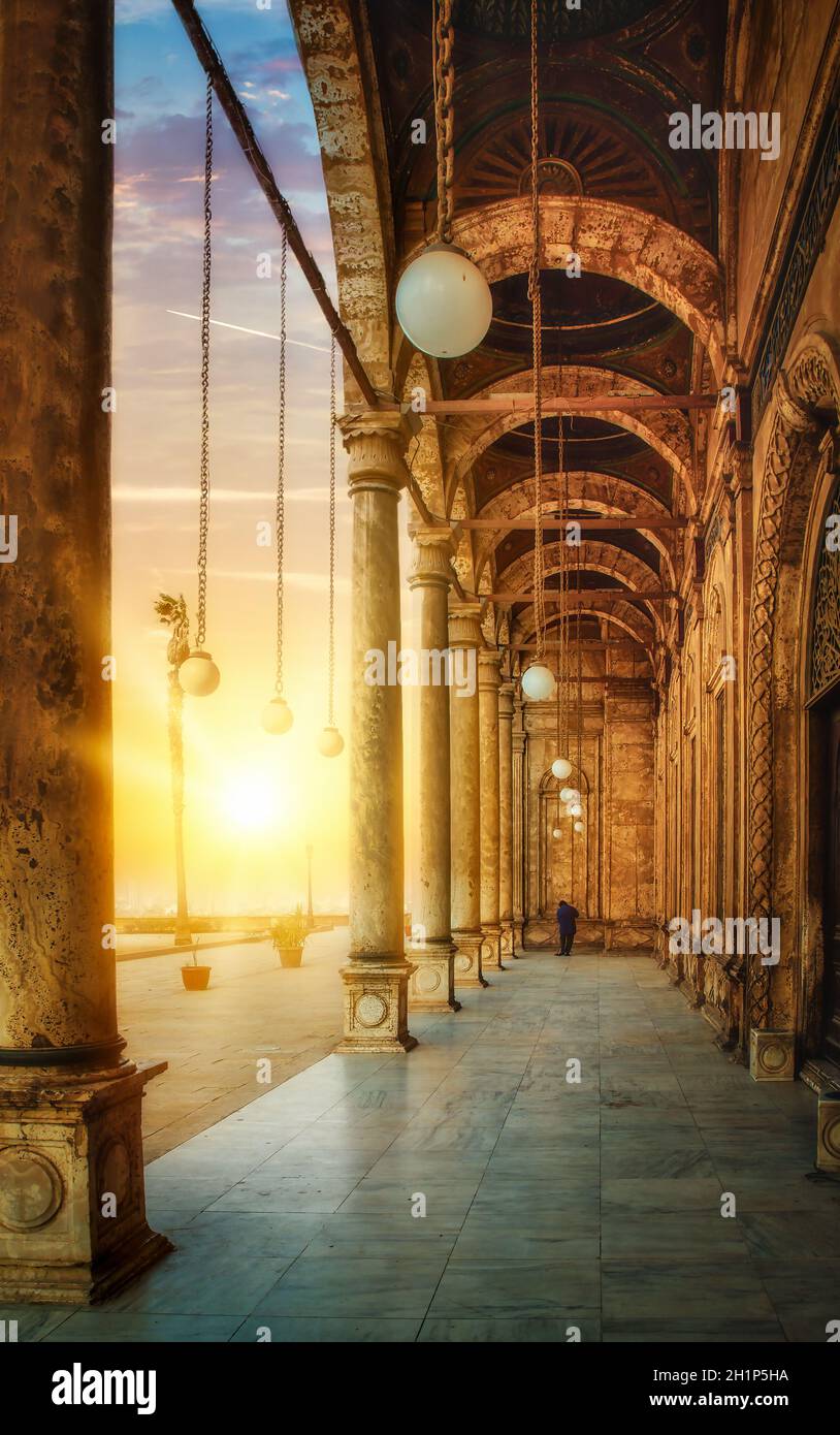 Arch and columns of the Muhammad Ali Mosque in Cairo Stock Photo - Alamy