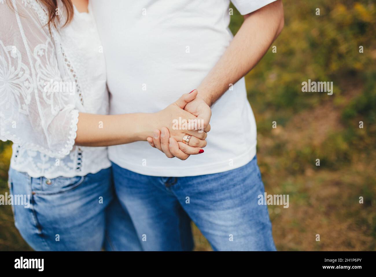 Lovely couple outdoor has romantic photo session. High quality photo ...