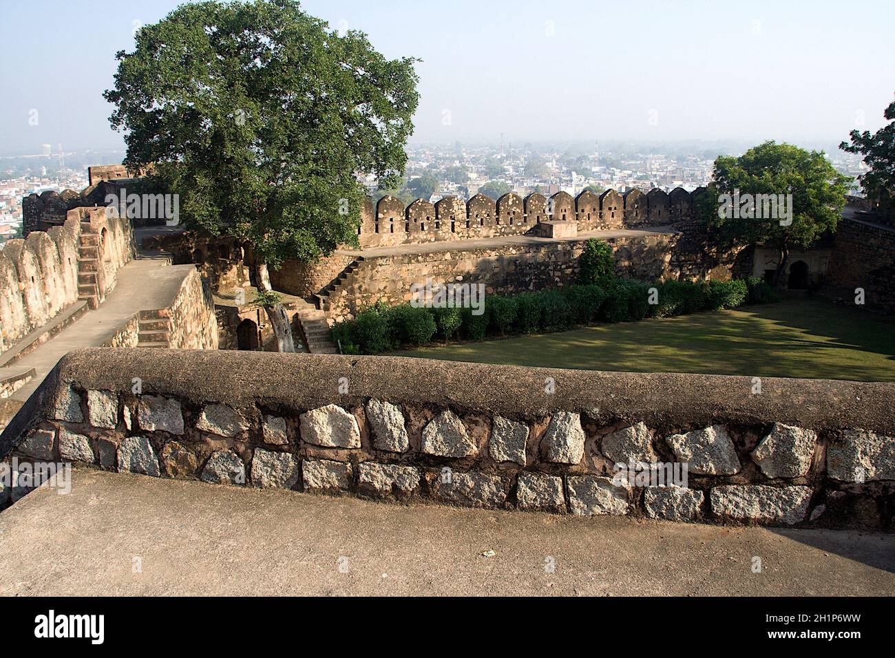 View of passages, steps, parapet and garden inside walls of Fort at ...