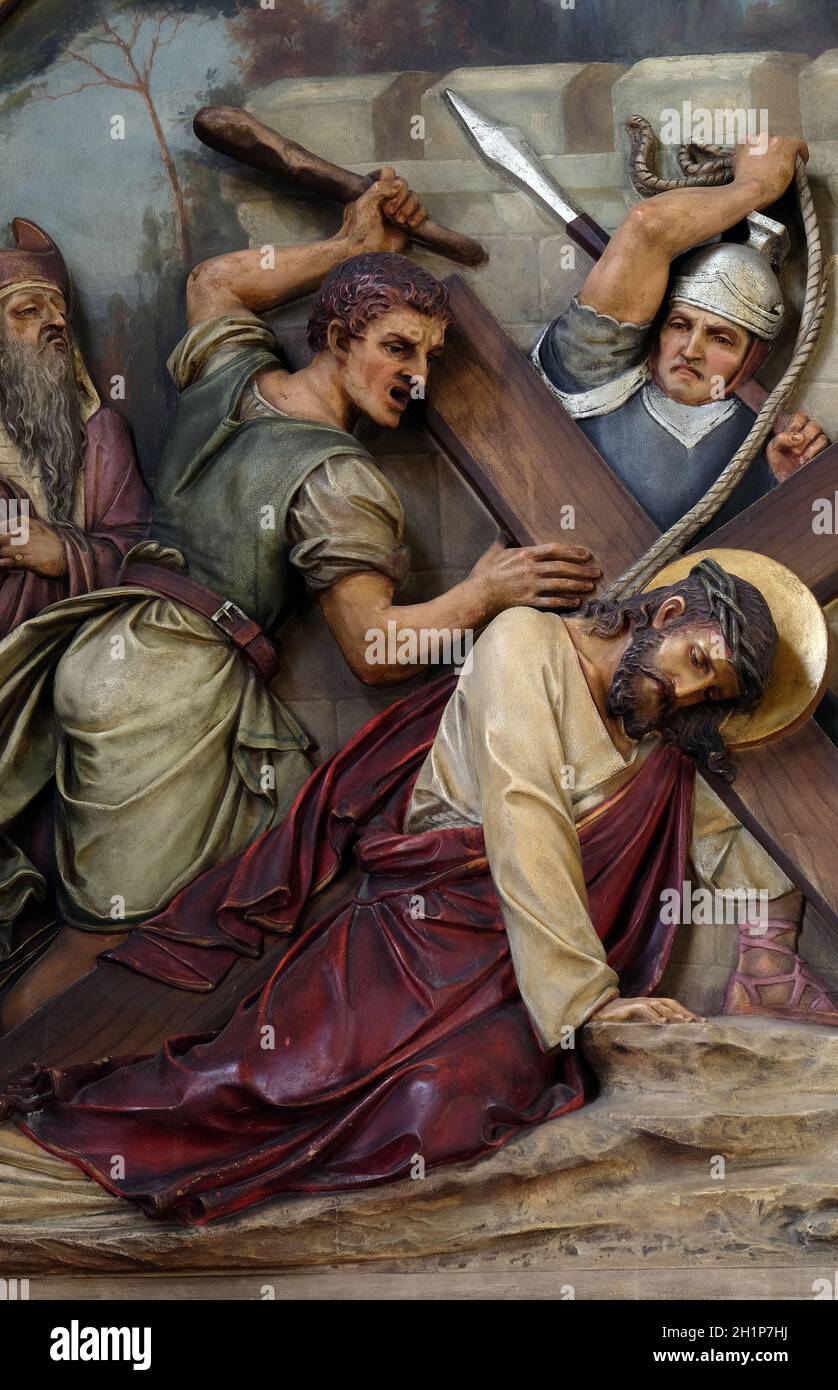 7th Stations of the Cross, Jesus falls the second time, Basilica of the ...