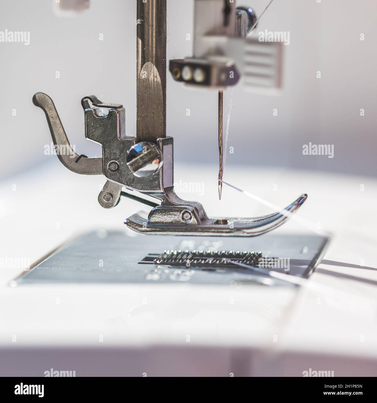 Close up of sewing metal sewing needle with sewing thread Stock Photo ...