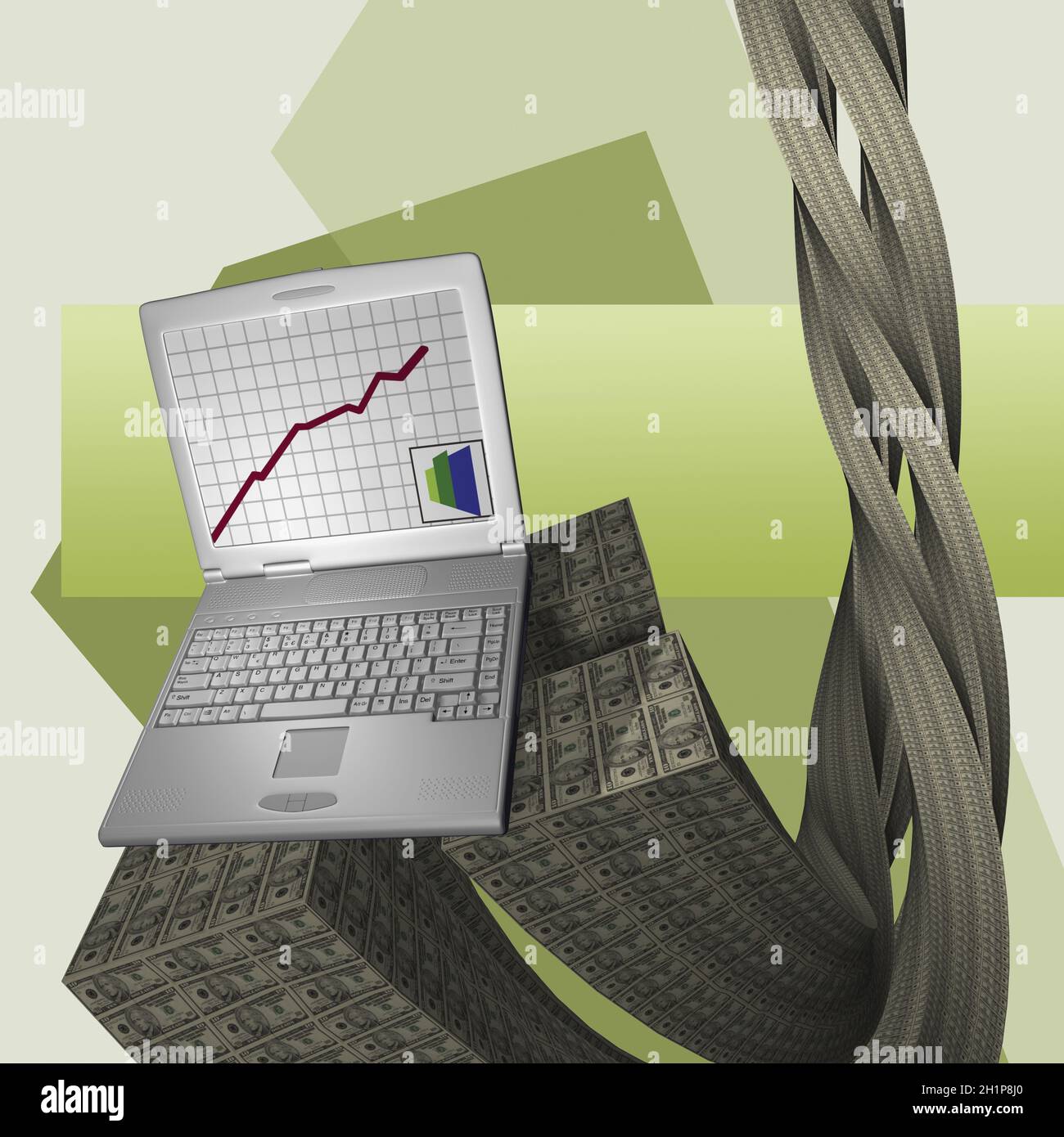 Laptop displaying a line graph Stock Photo - Alamy