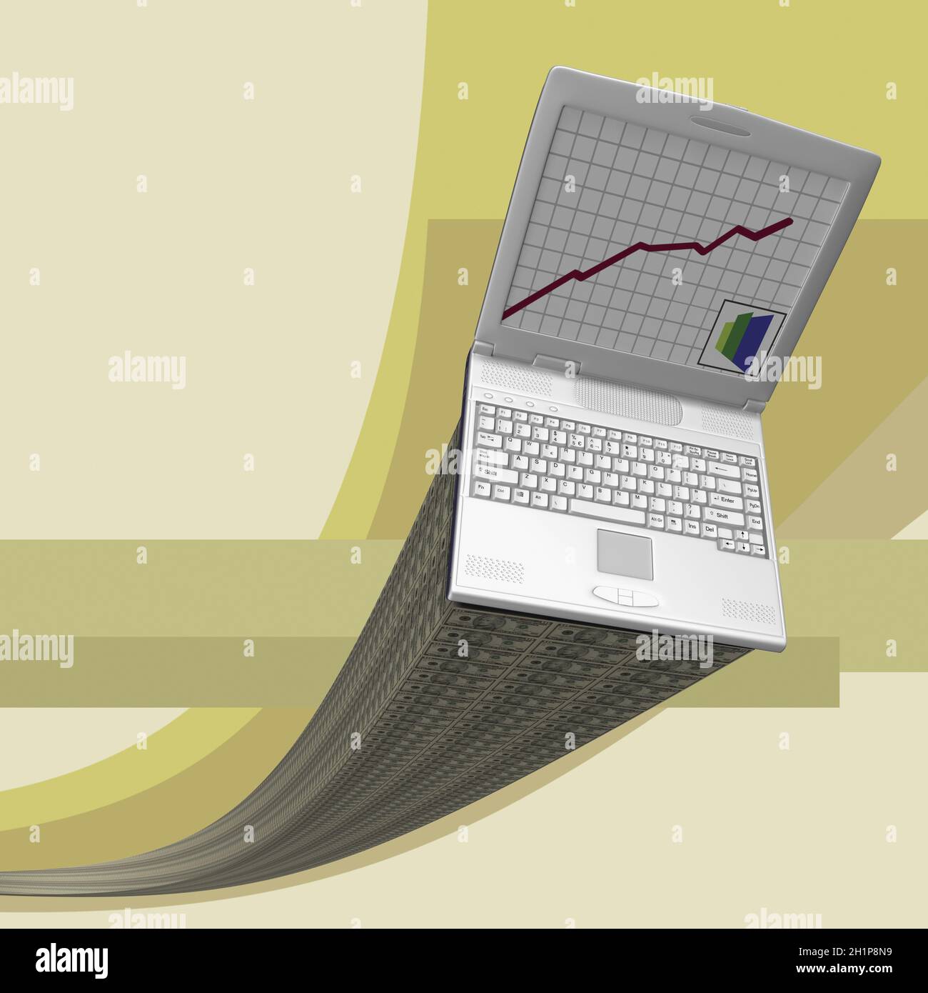 Laptop screen displaying a line graph Stock Photo - Alamy