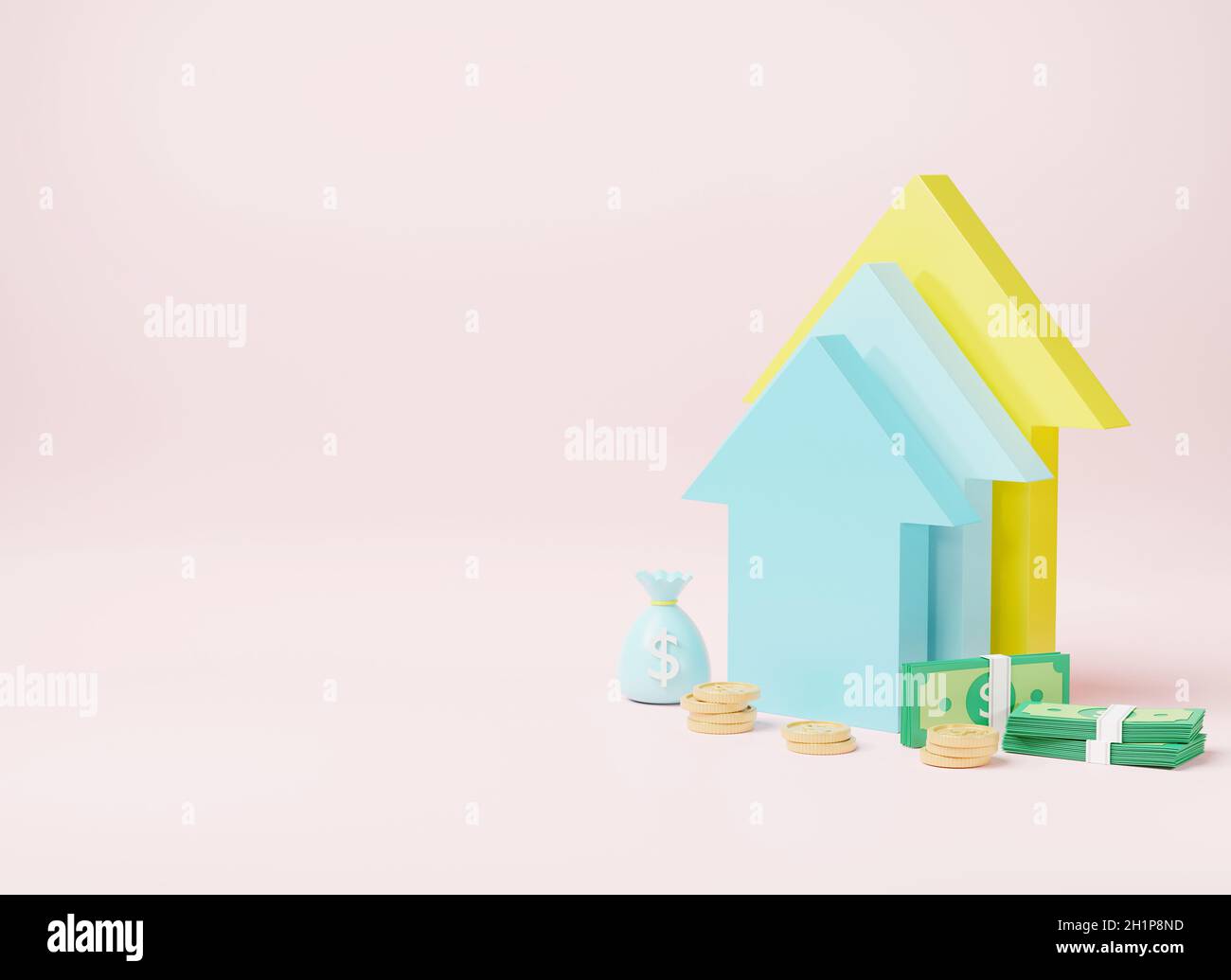 Coin stack arrow bar graph hi-res stock photography and images - Alamy