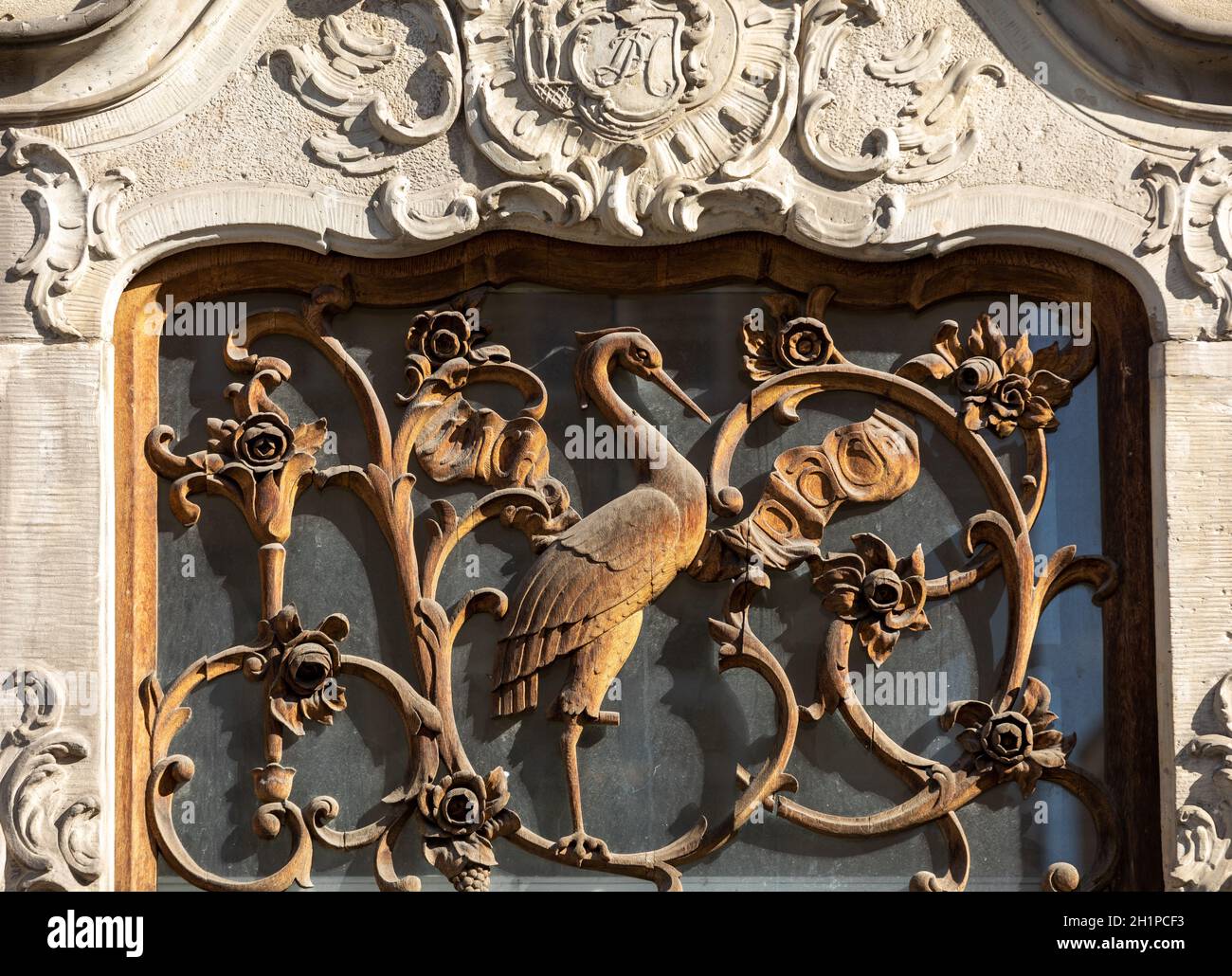 Metallic bird. Architecture detail in Old Town in Gdansk. Poland Stock ...