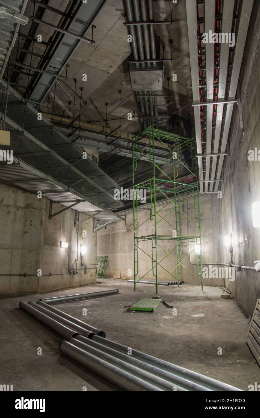 Big pipe under the building underground Stock Photo - Alamy