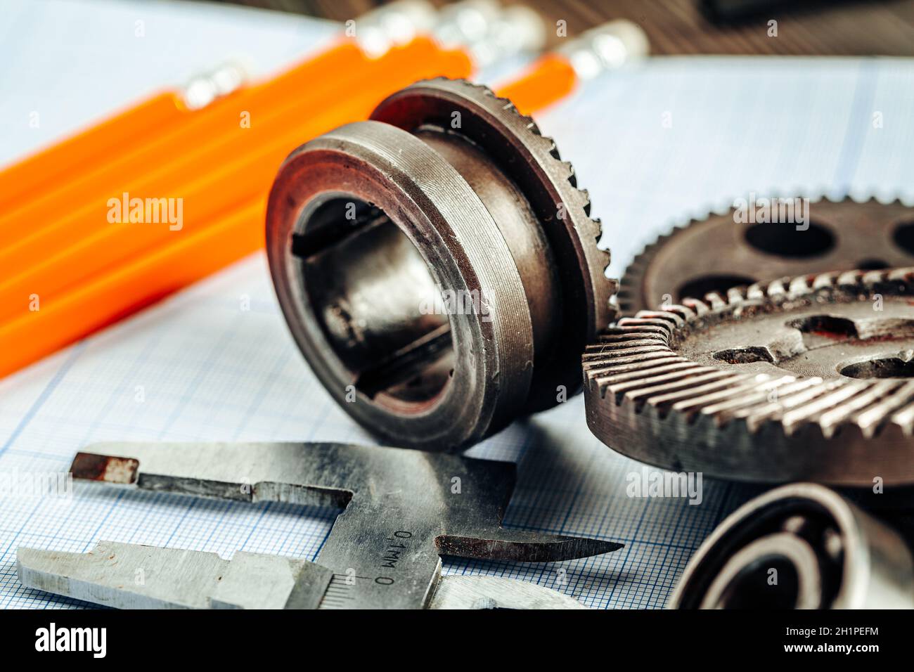 Car parts on graph paper for car engineering Stock Photo - Alamy