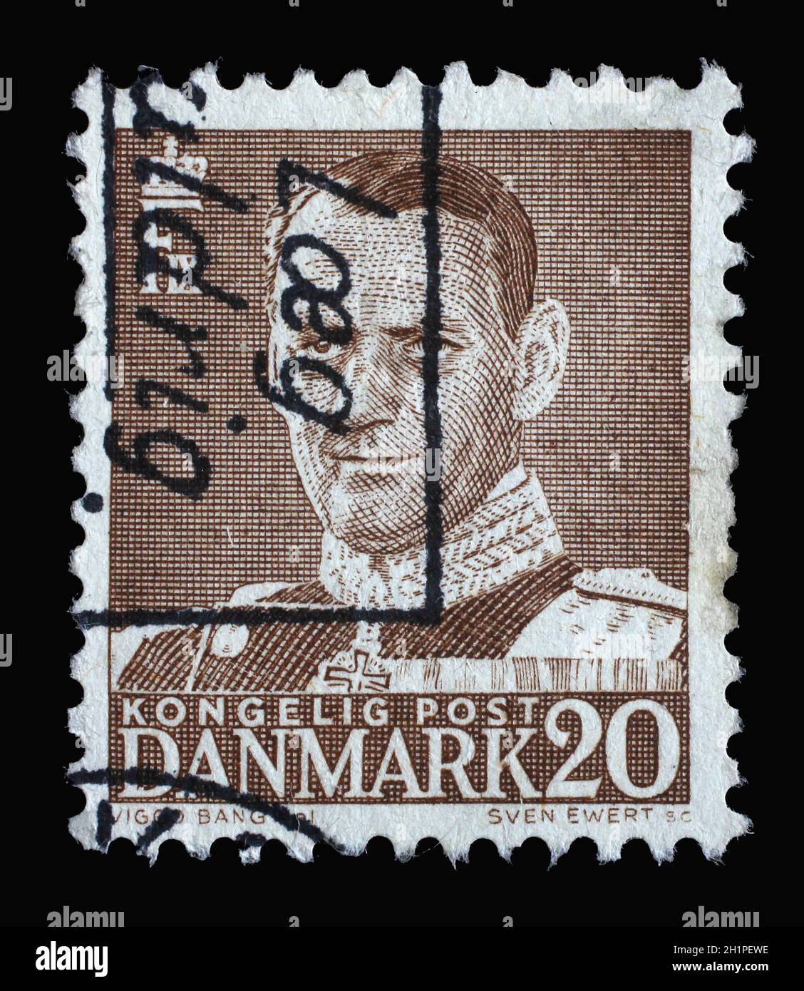 Stamp printed in Denmark shows King Frederik IX, series, circa 1950 ...