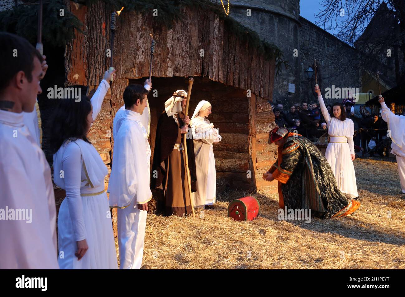 Live Nativity Scene in Zagreb, Croatia Stock Photo - Alamy
