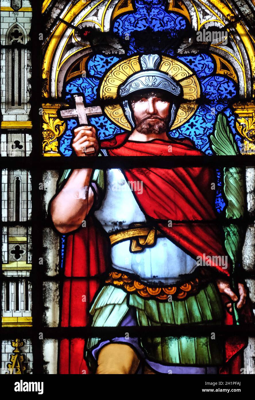 Saint Victor, stained glass window in the Basilica of Saint Clotilde in ...