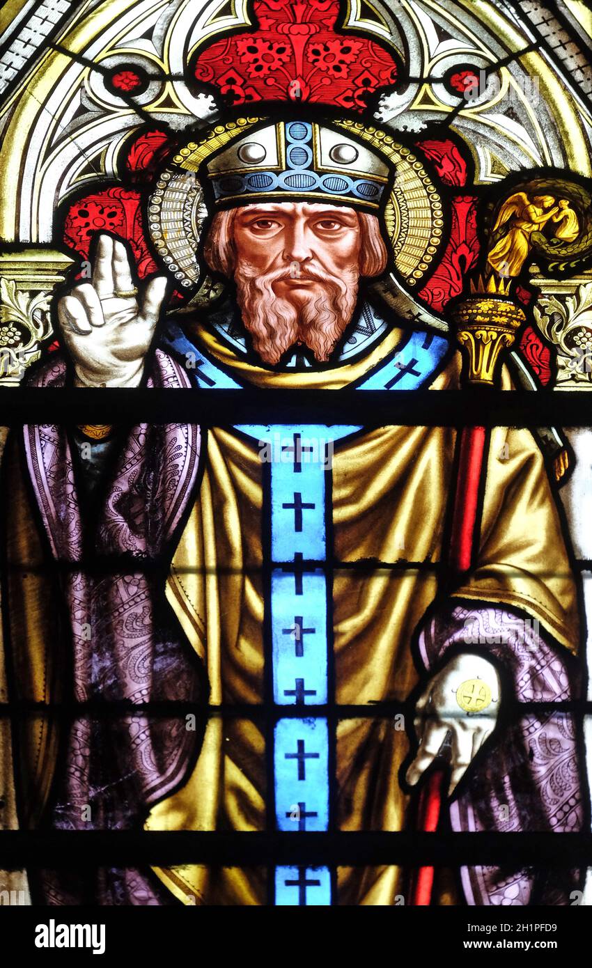 Saint Germanus, stained glass window in the Basilica of Saint Clotilde ...