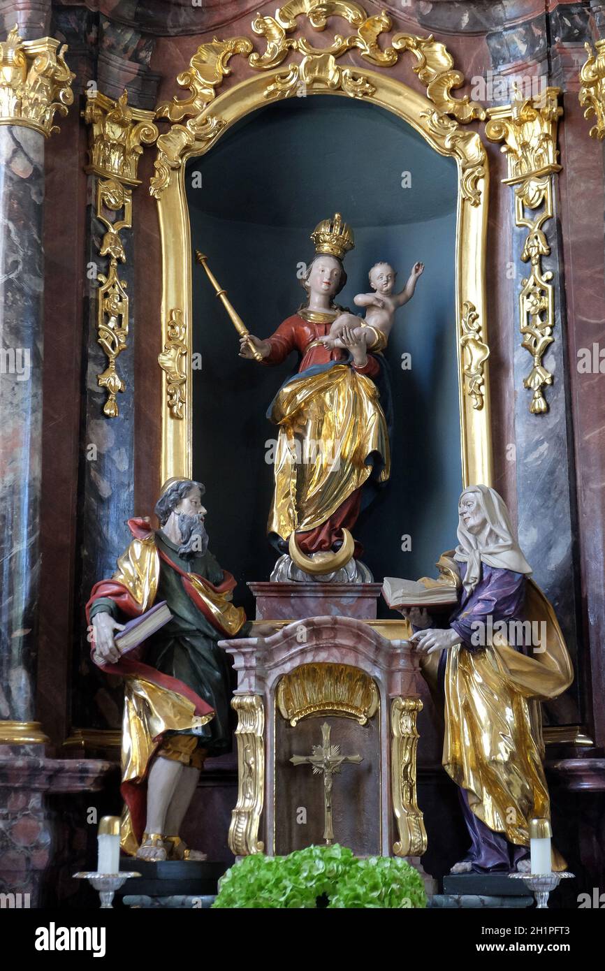 Virgin Mary altar in the Saint Lawrence church in Denkendorf, Germany ...
