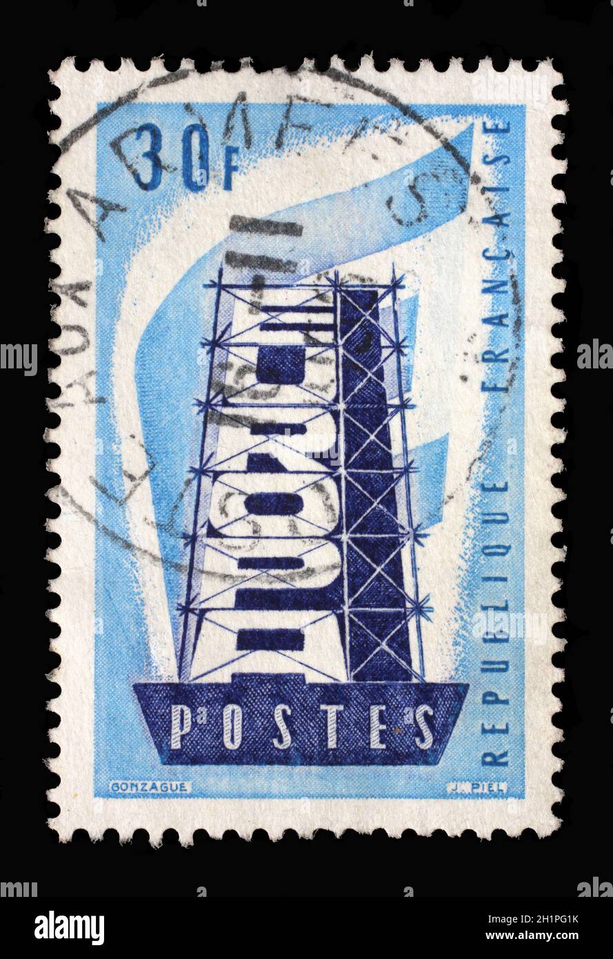 Stamp printed in the France shows EUROPA - Rebuilding Europe, Europa (C ...