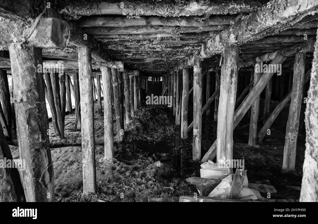 Detail of ancient structure for the extraction of salt Stock Photo - Alamy