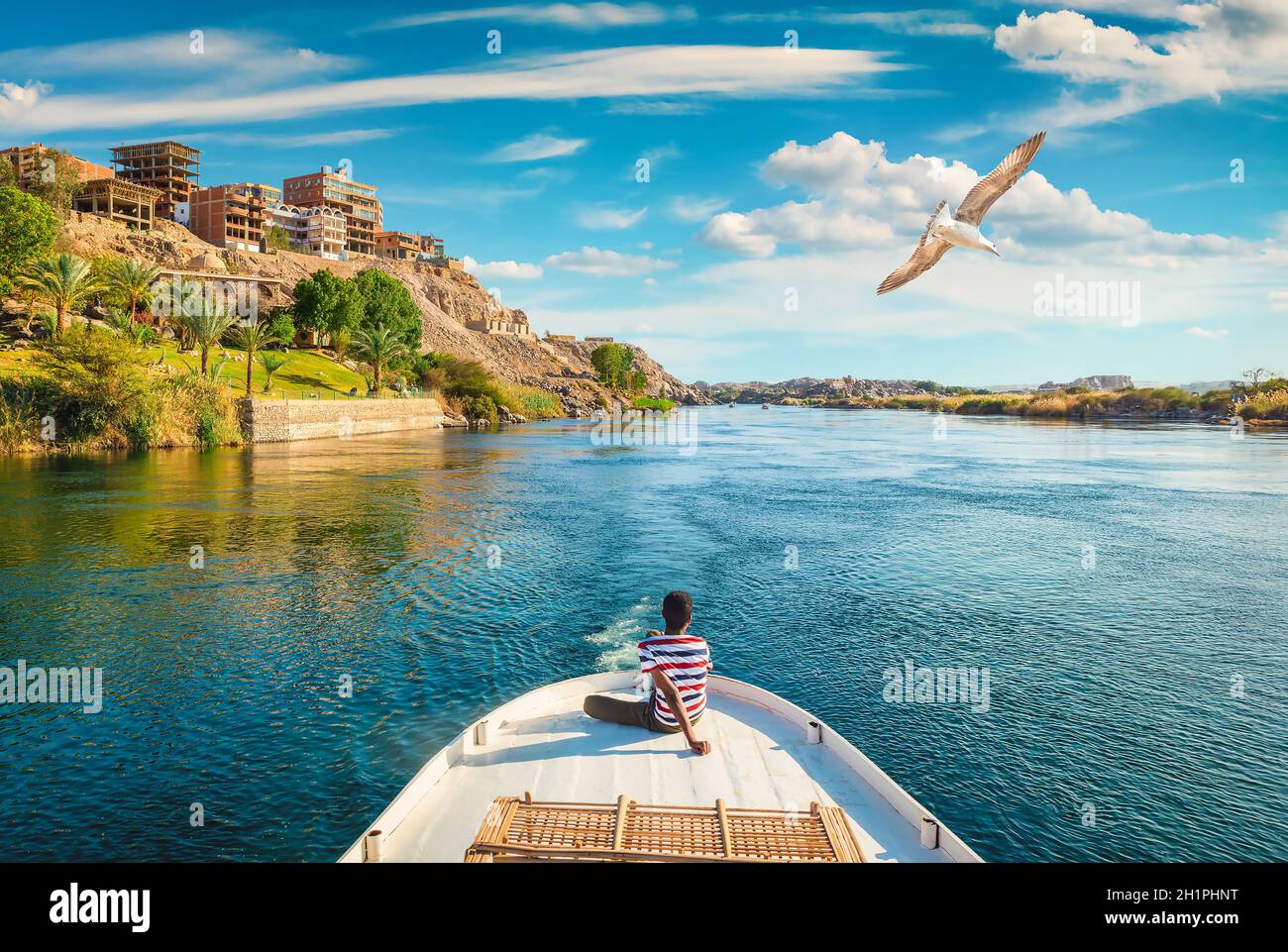 View of the Great Nile in Aswan Stock Photo - Alamy