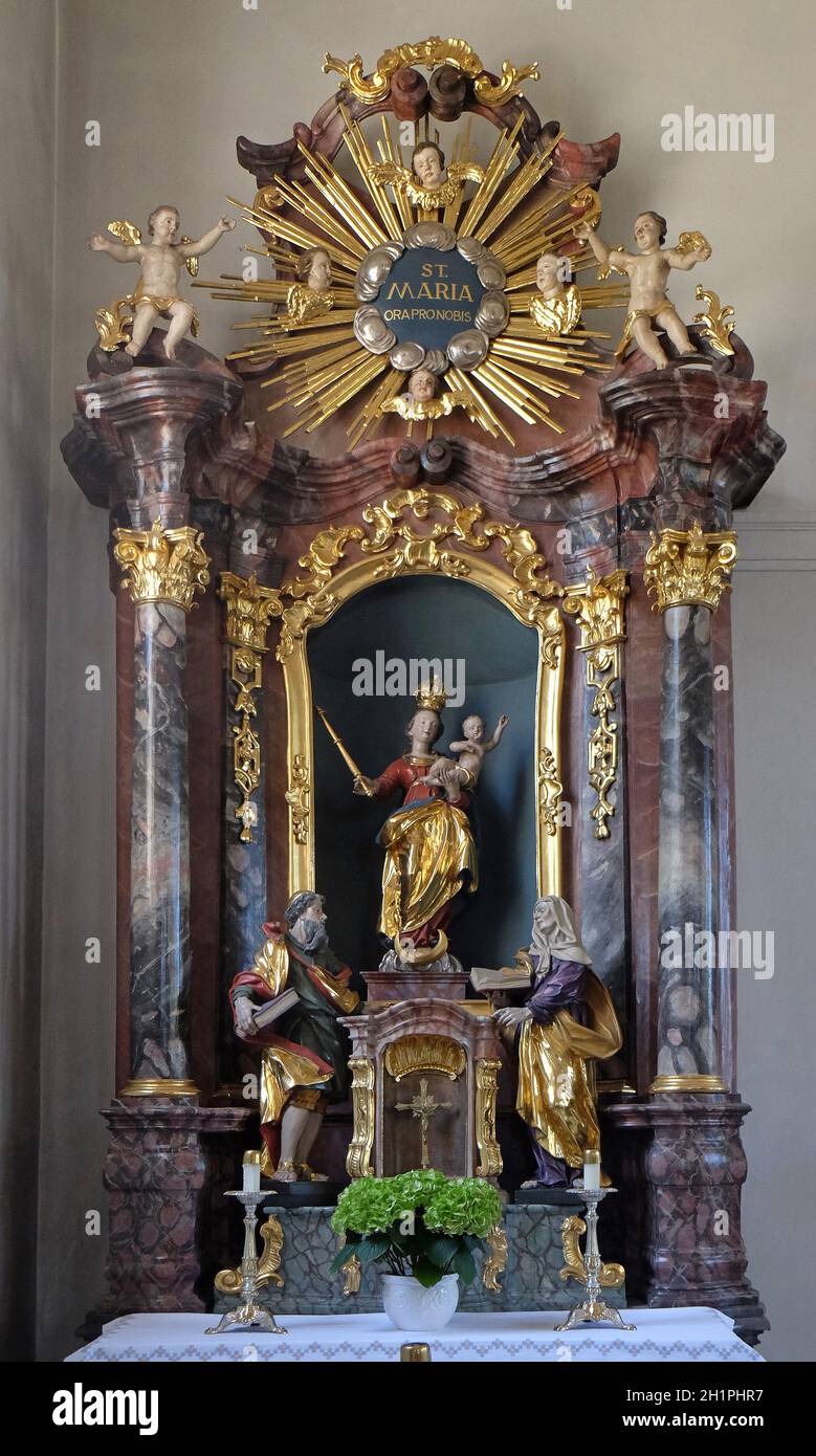 Virgin Mary altar in the Saint Lawrence church in Denkendorf, Germany ...