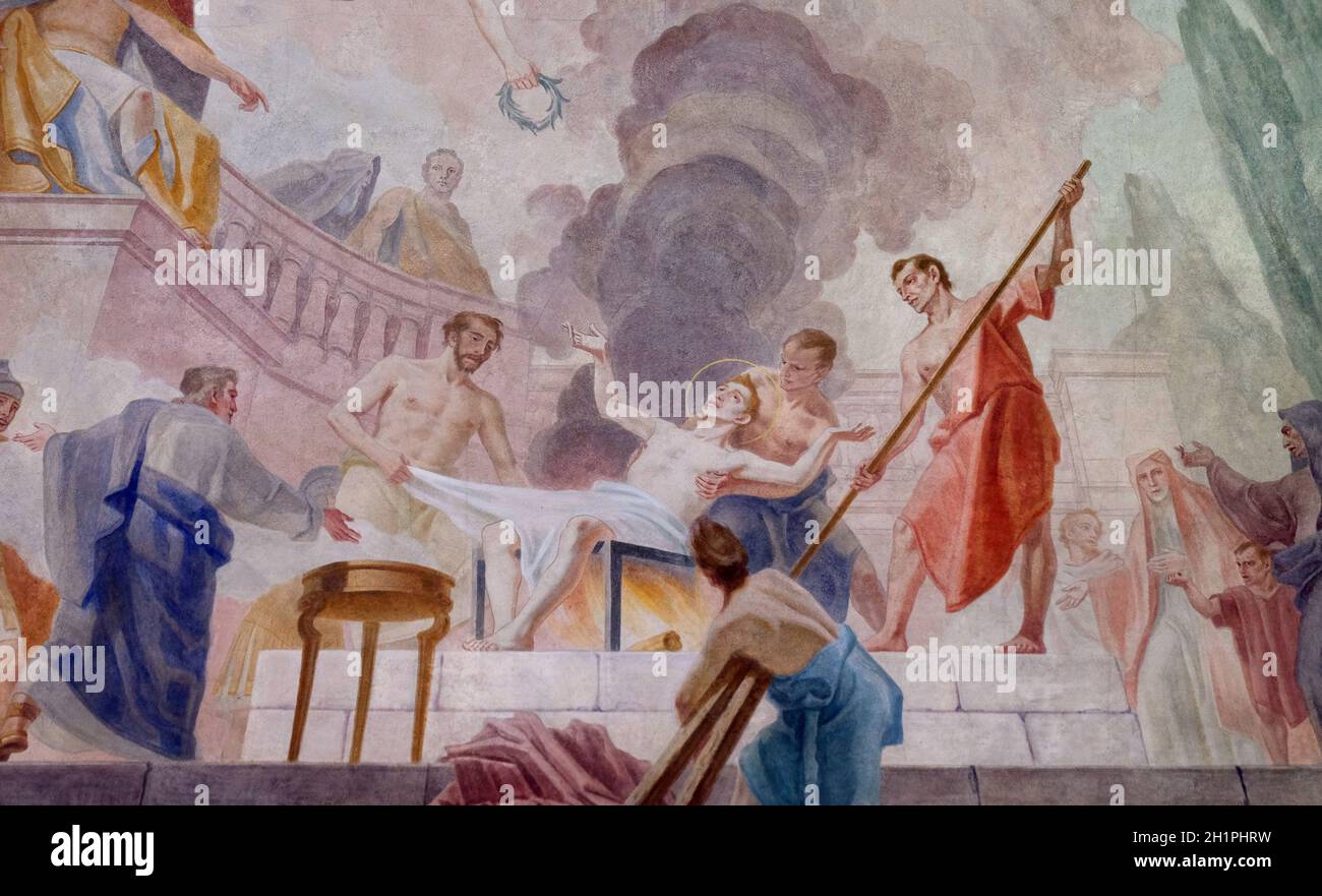 Martyrdom of the Saint Lawrence, ceiling fresco in the Saint Lawrence ...