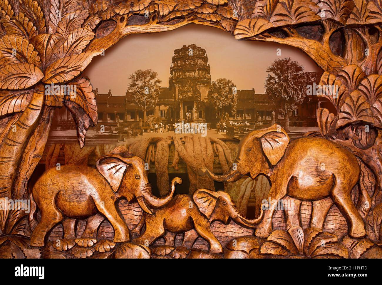 The collage of images of Angkor Wat in Cambodia. Angkor Wat - is the ...