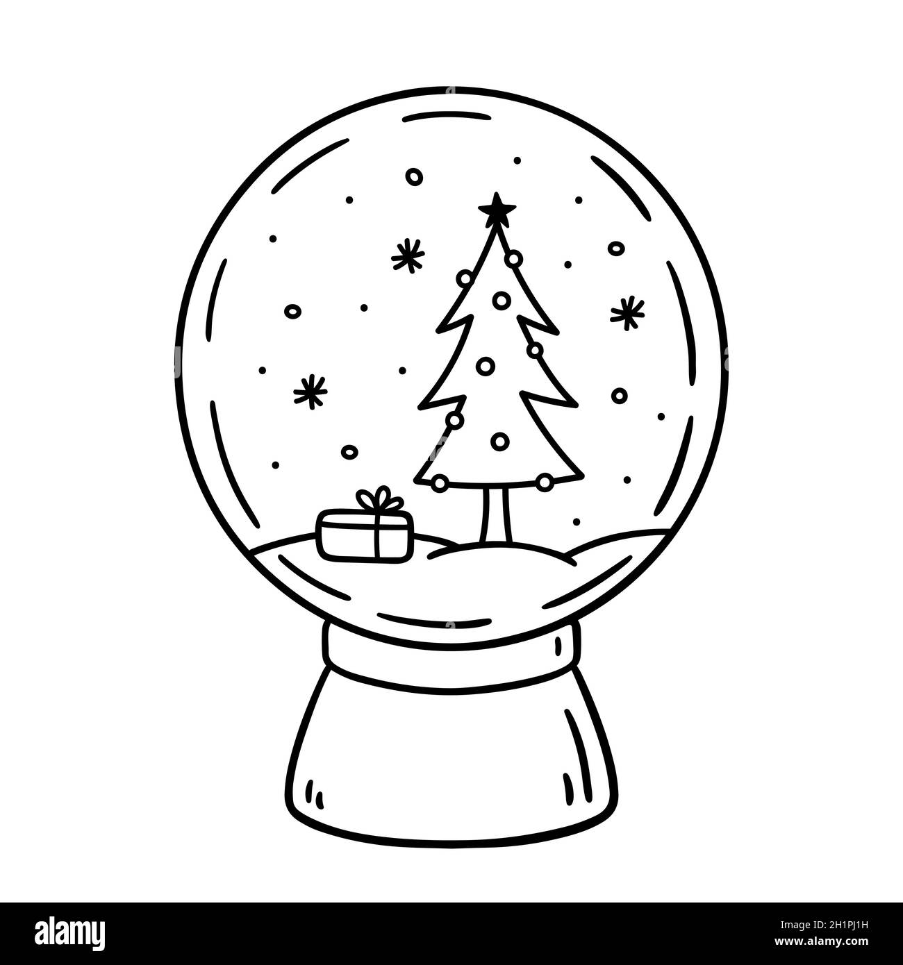 Glass snow globe isolated on white background. Festive toy decorated ...