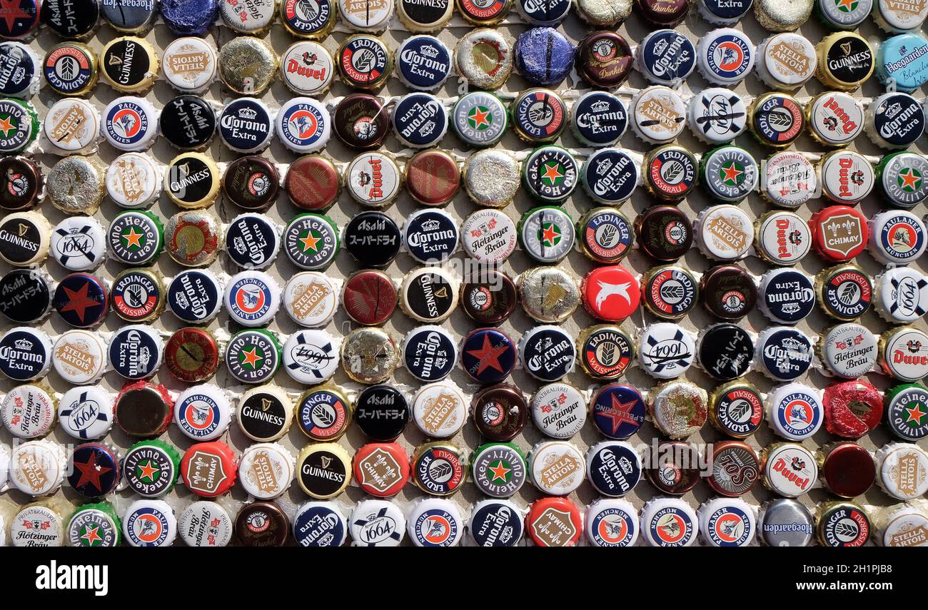Beer bottle caps collection, Shanghai, China Stock Photo - Alamy
