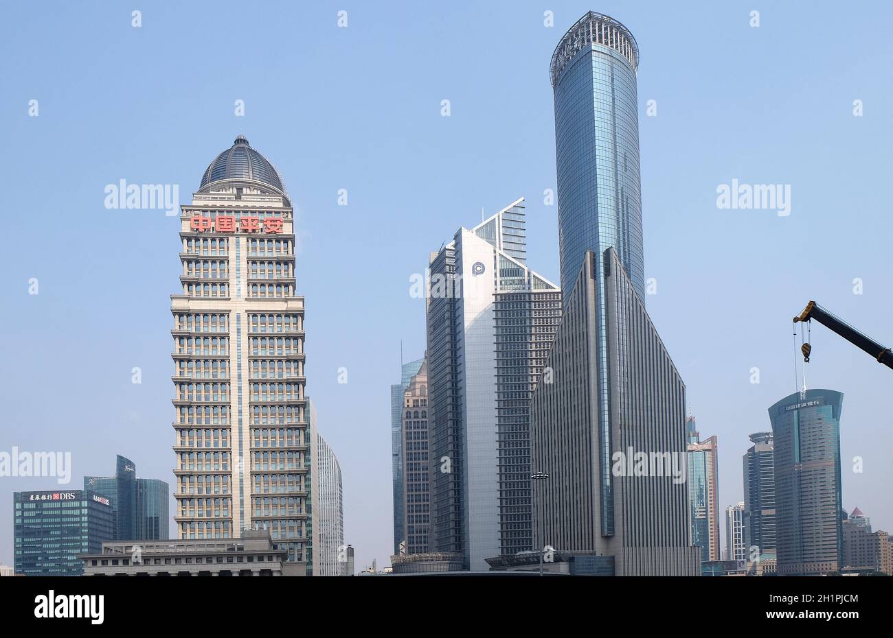 Financial towers in the Pudong east side of Shanghai, China Stock Photo ...