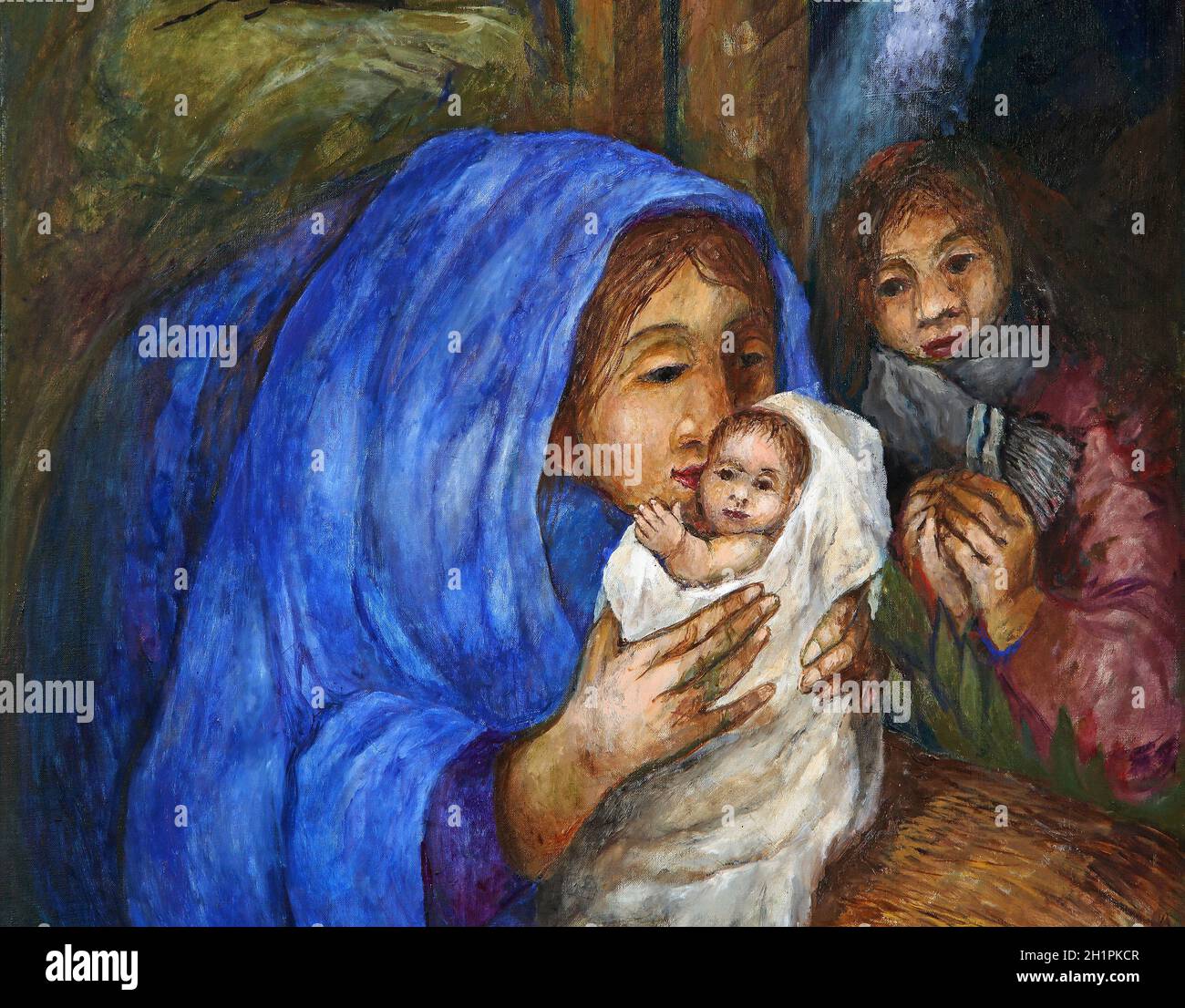 Birth of Jesus, detail of high altar by Sieger Koder in Church of Our ...