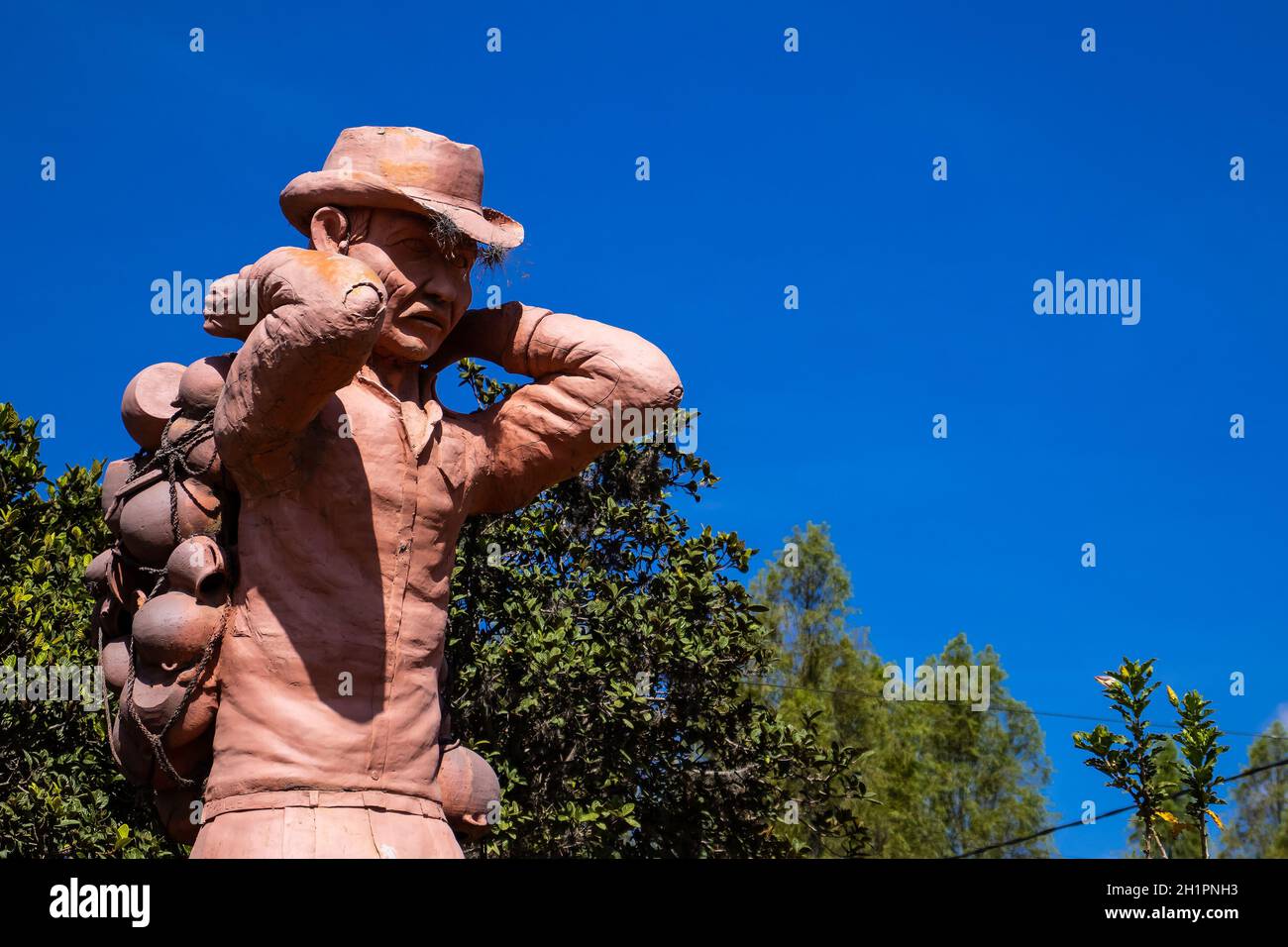 RAQUIRA, COLOMBIA - FEBRUARY 2021. Beautiful clay statues at Raquira ...