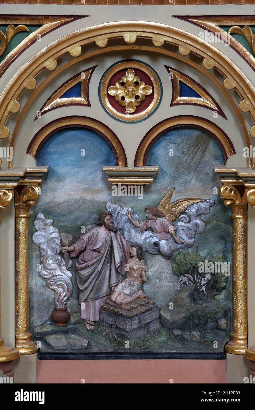 Abraham's sacrifice of Isaac altarpiece on the altar of the Sacred ...