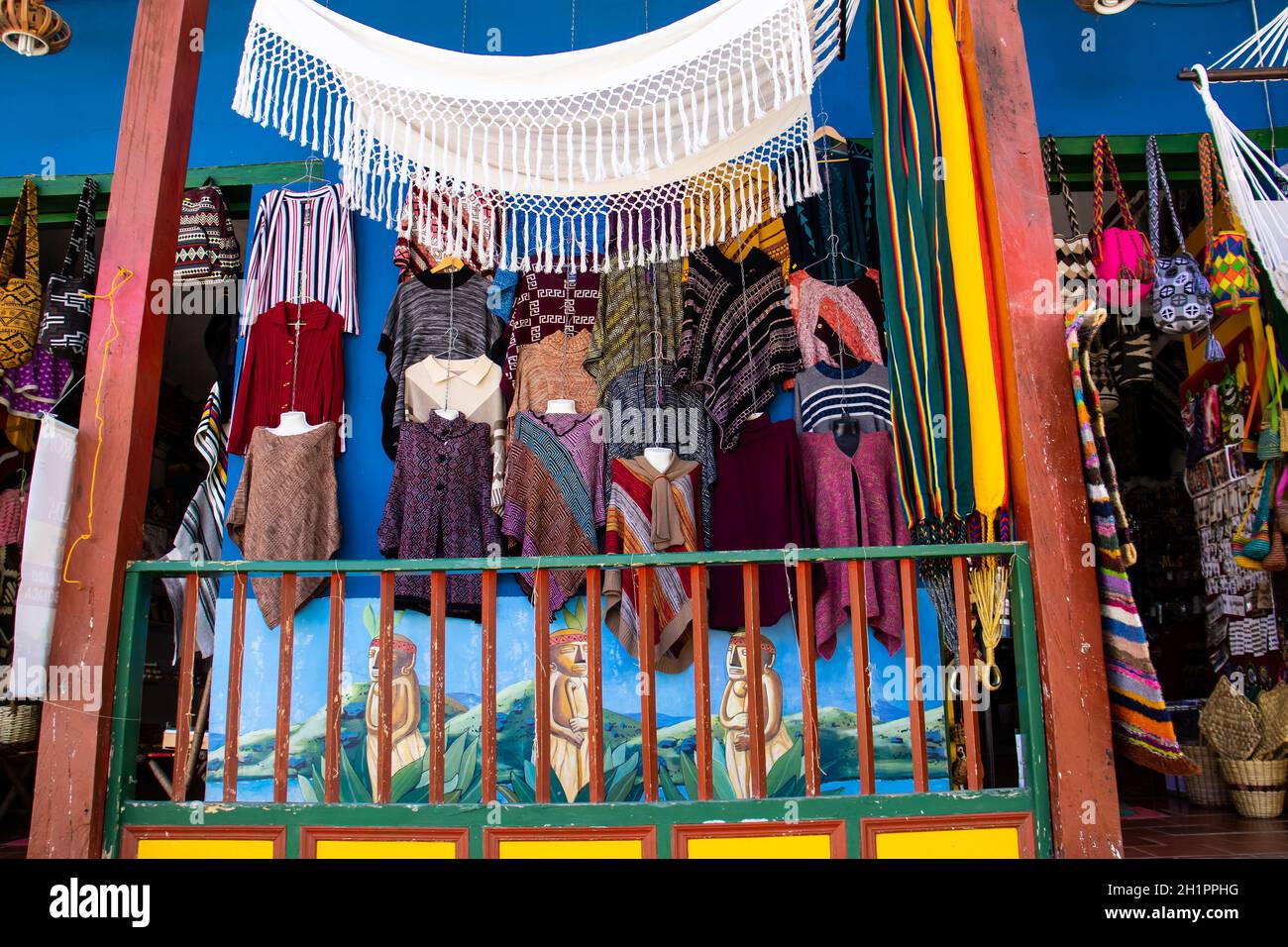 RAQUIRA, COLOMBIA - FEBRUARY 2021. Handicraft shop at the beautiful ...