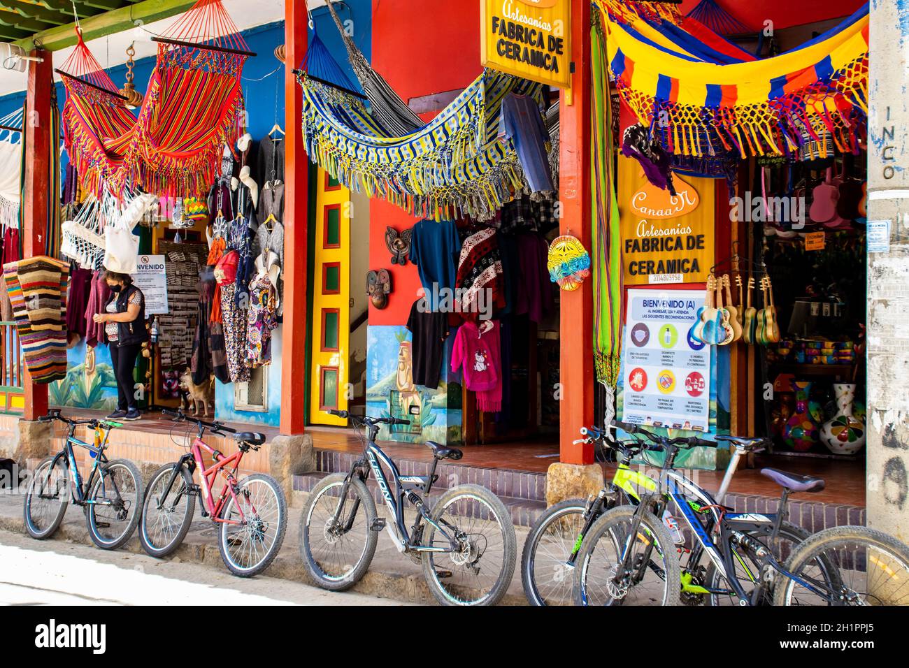 RAQUIRA, COLOMBIA - FEBRUARY 2021. Handicraft shop at the beautiful ...