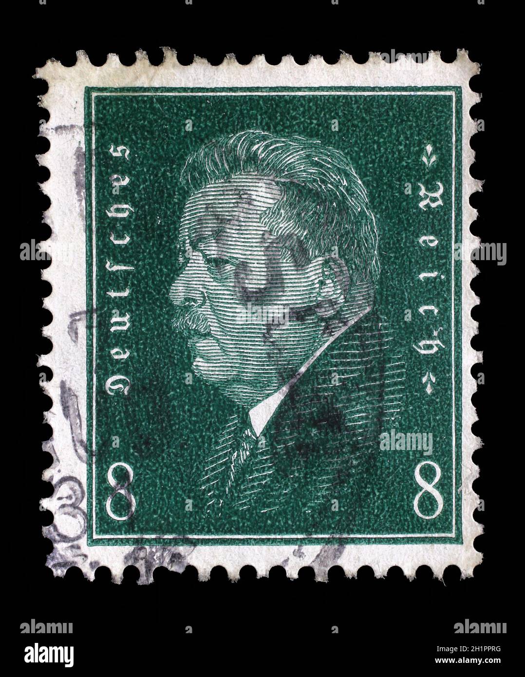 Stamp printed in the German Reich shows Friedrich Ebert (1871-1925 ...