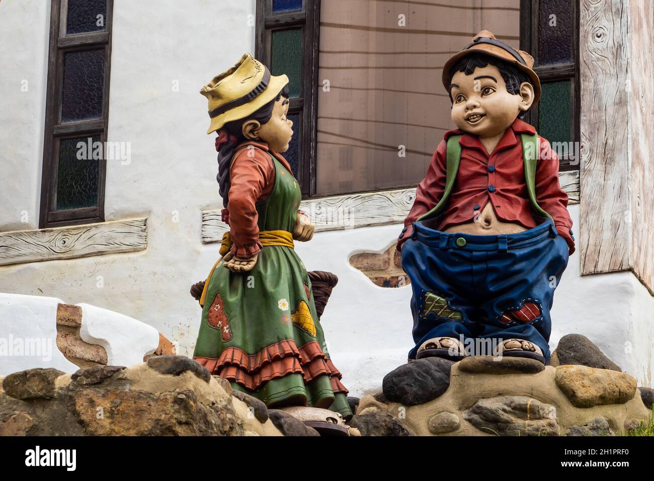 RAQUIRA, COLOMBIA - FEBRUARY 2021. Beautiful handiccrafts at the small ...