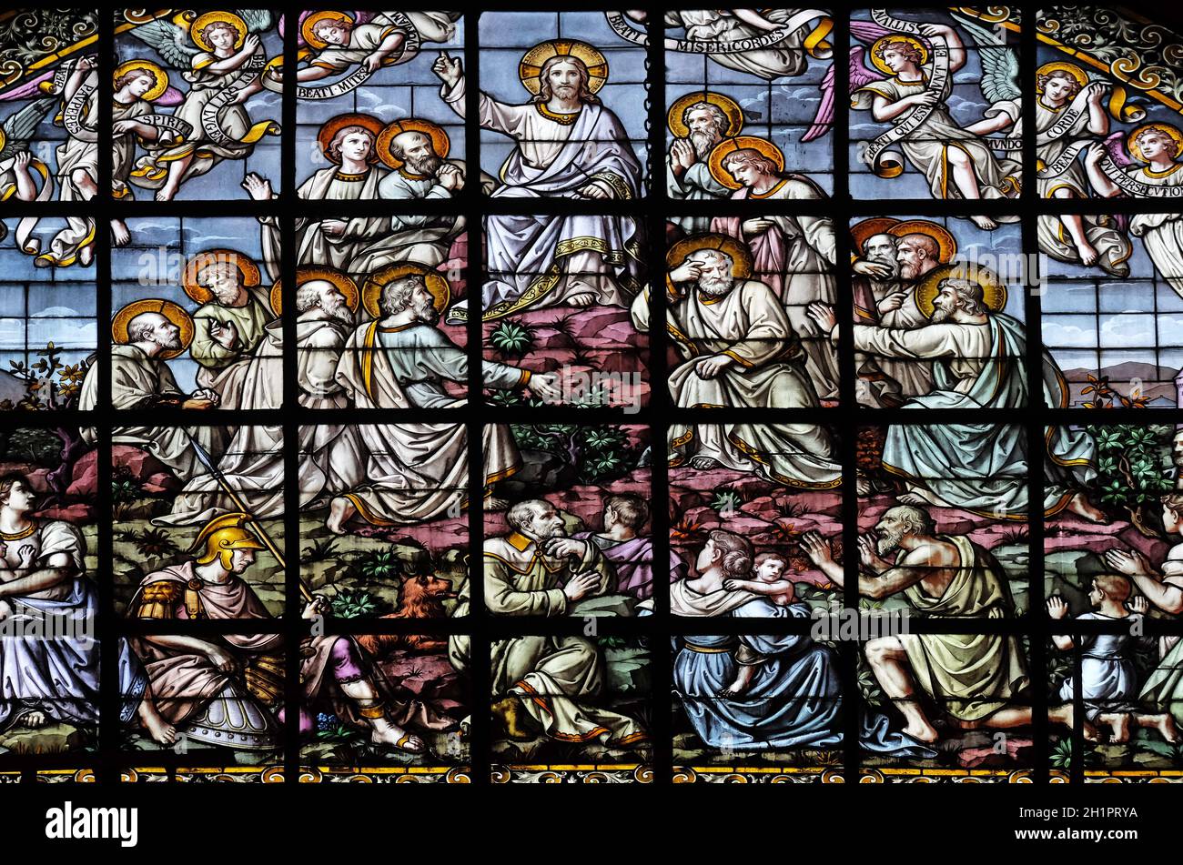 Jesus in glory and the apostles by Edouard Amedee Didron, stained glass ...