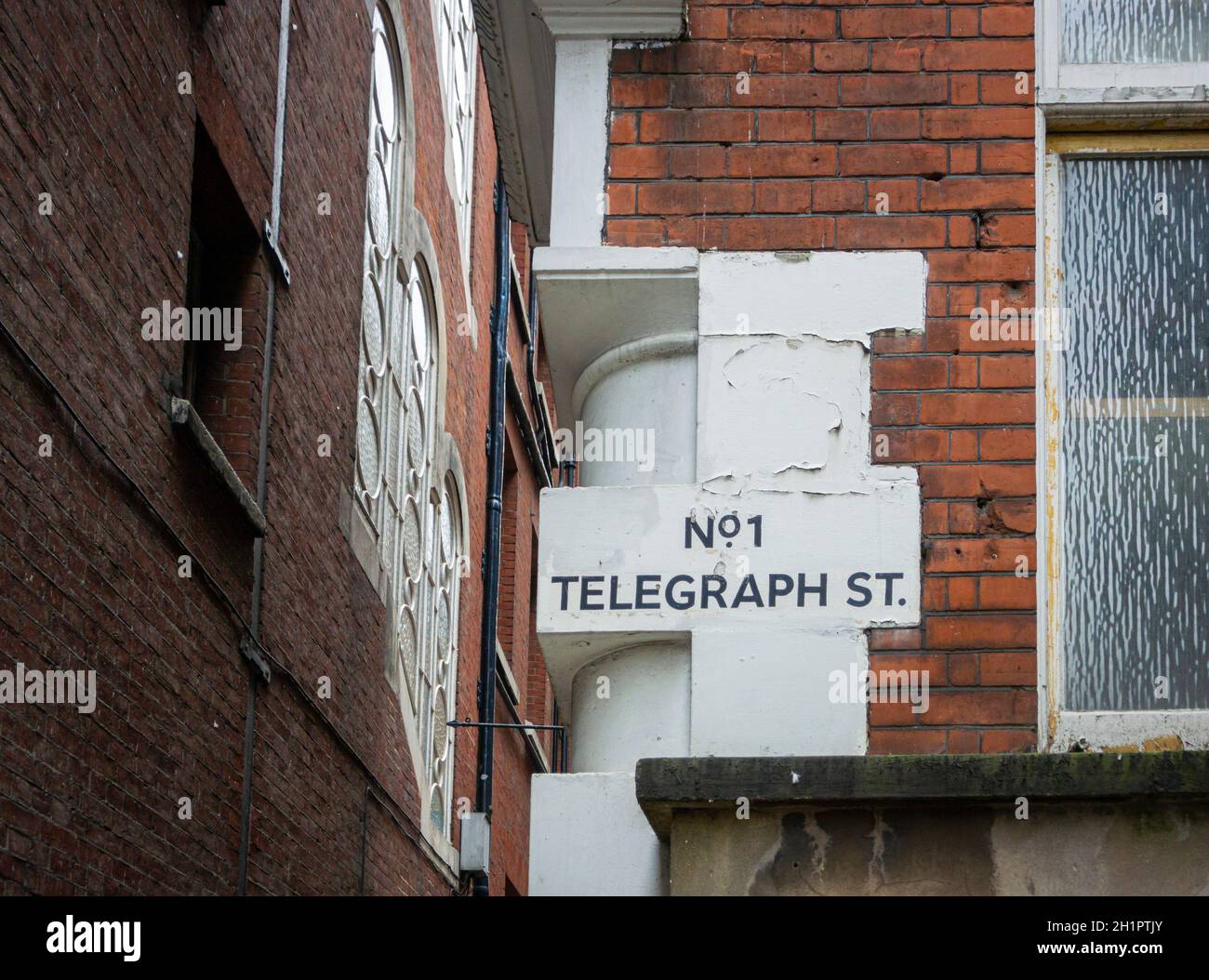 Sign for No. 1 Telegraph Street in the city of London, UK Stock Photo ...