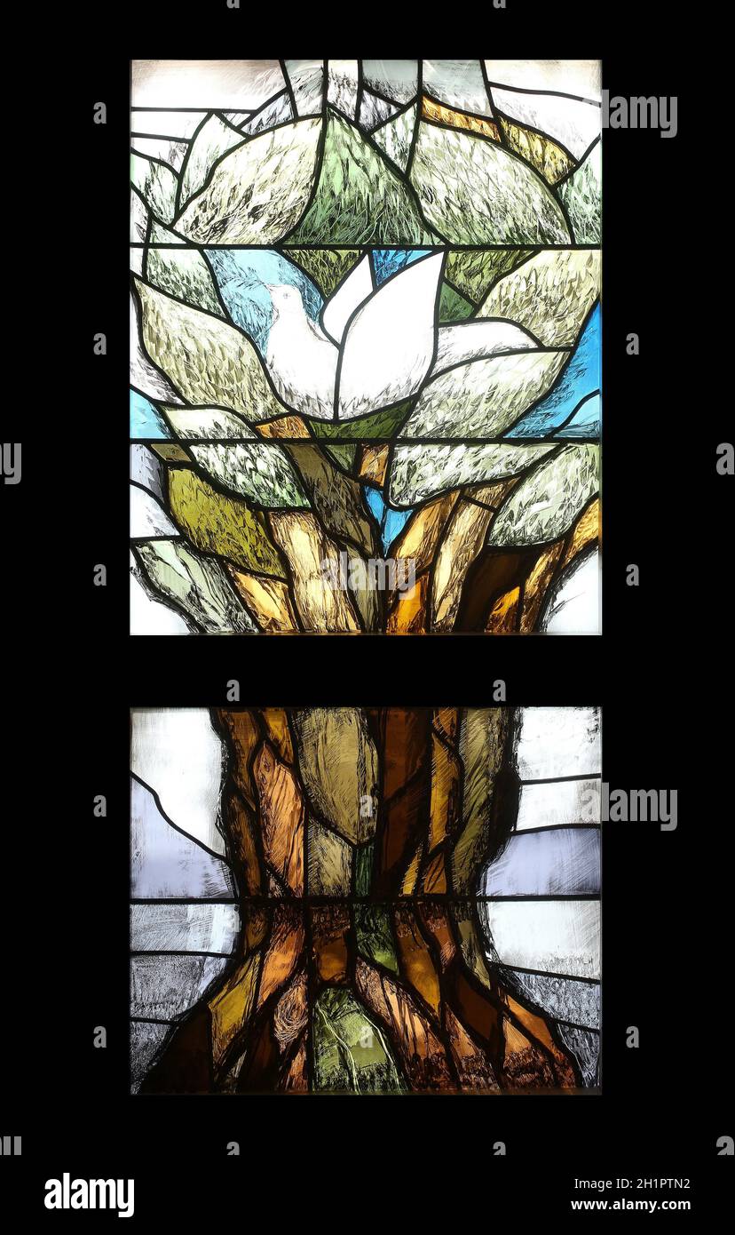 Noah's dove, Hope, stained glass window by Sieger Koder in Chapel in ...