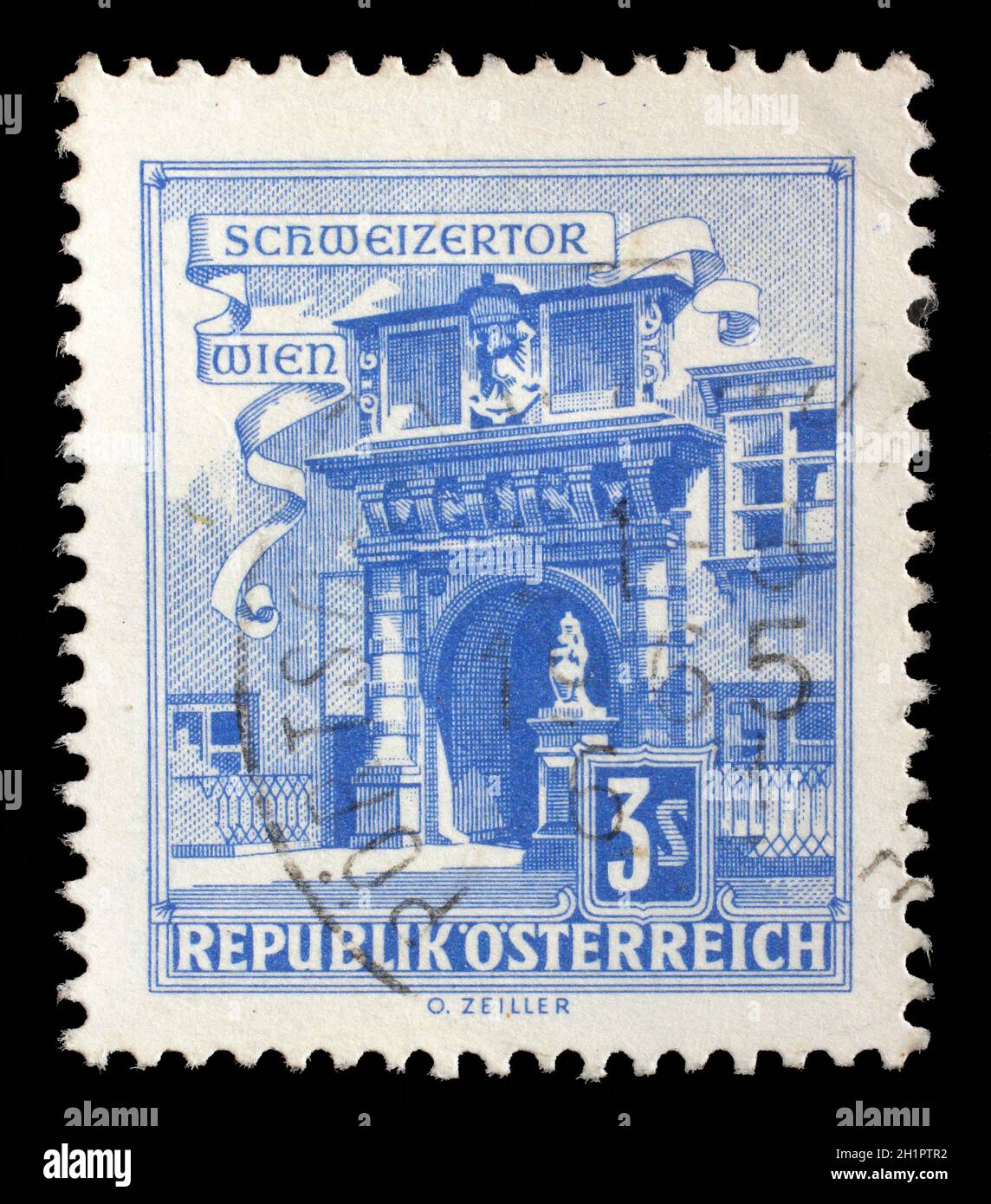 Stamp printed in Austria shows Vienna Hofburg: Schweizertor (Swiss Gate ...