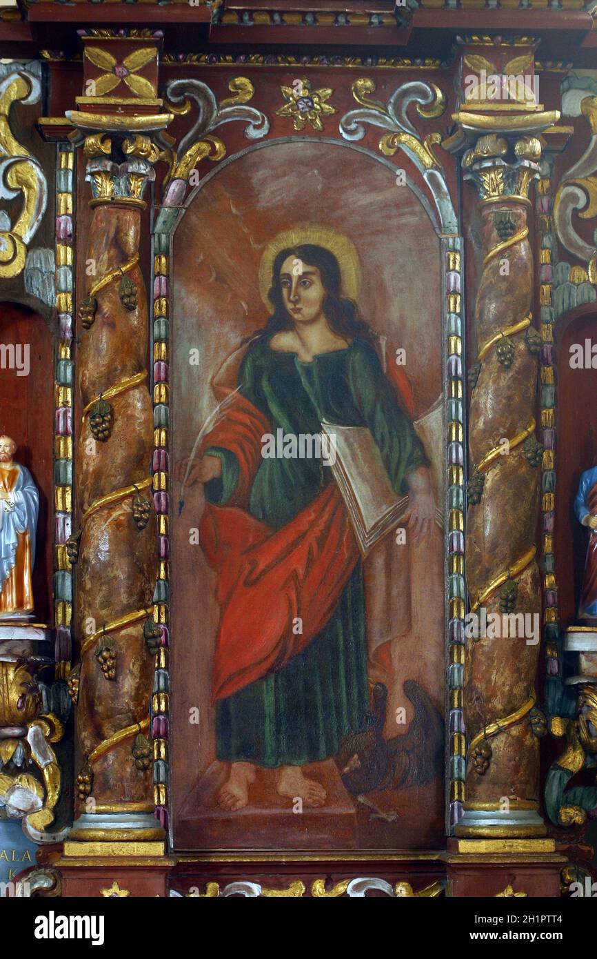 St. John the Evangelist altarpiece at St. Andrew's Church in Laz, Croatia Stock Photo - Alamy