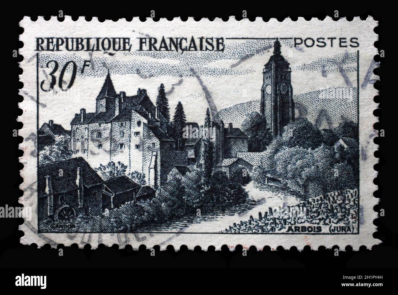 Stamp printed in the France shows Arbois, Tourism series, circa 1951 ...