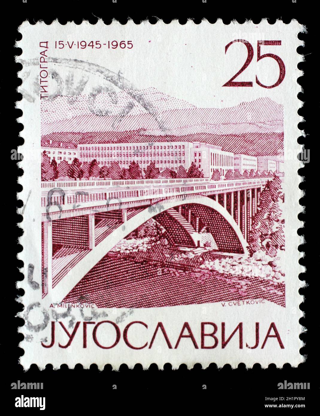 Stamp printed by Yugoslavia shows Titograd(Podgorica), The 20th ...
