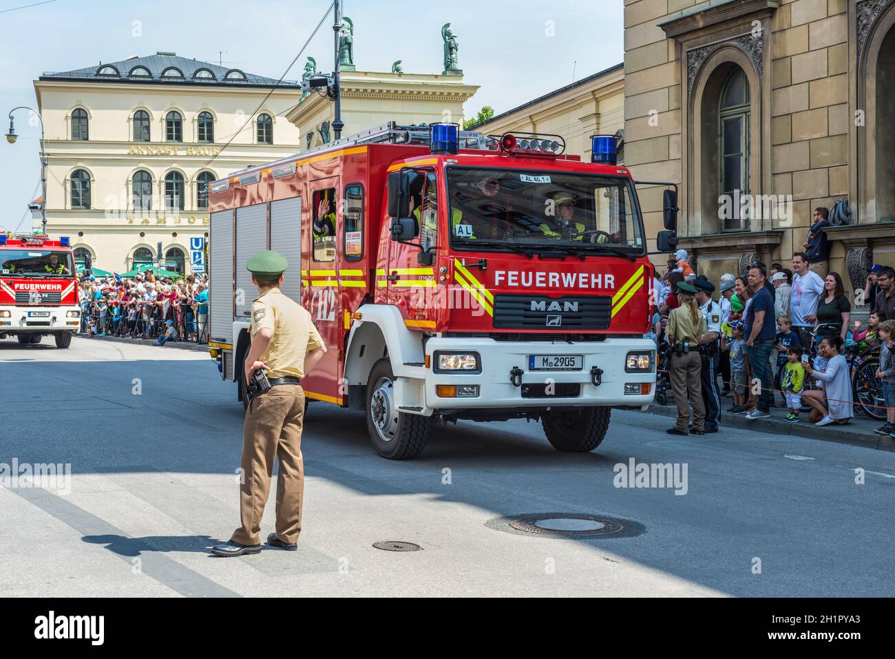 Munich, Germany - May 29, 2016: Munich saw the biggest fire truck ...