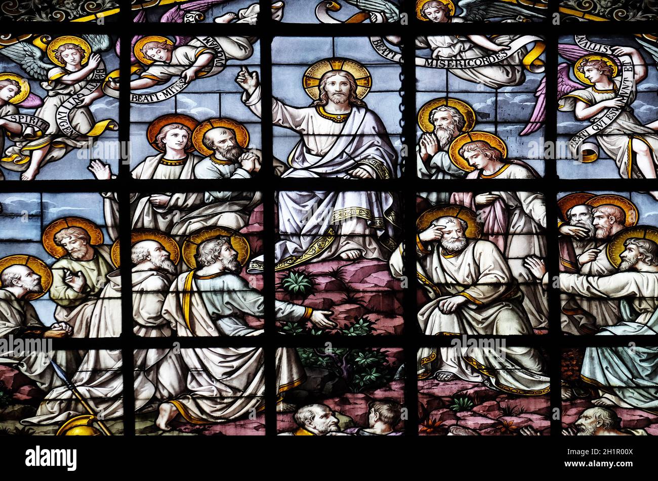 Jesus in glory and the apostles by Edouard Amedee Didron, stained glass ...