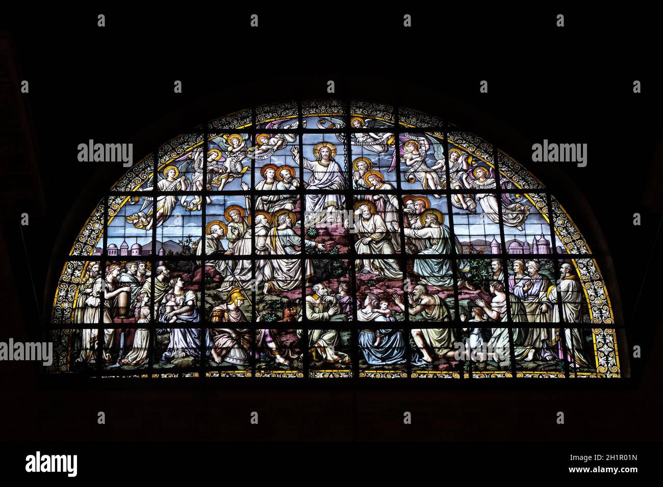 Jesus in glory and the apostles by Edouard Amedee Didron, stained glass ...