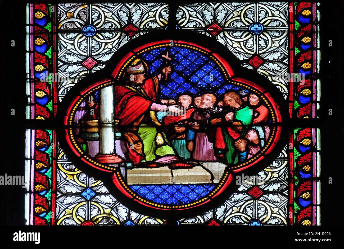 Saint Remi, stained glass window in the Basilica of Saint Clotilde in ...