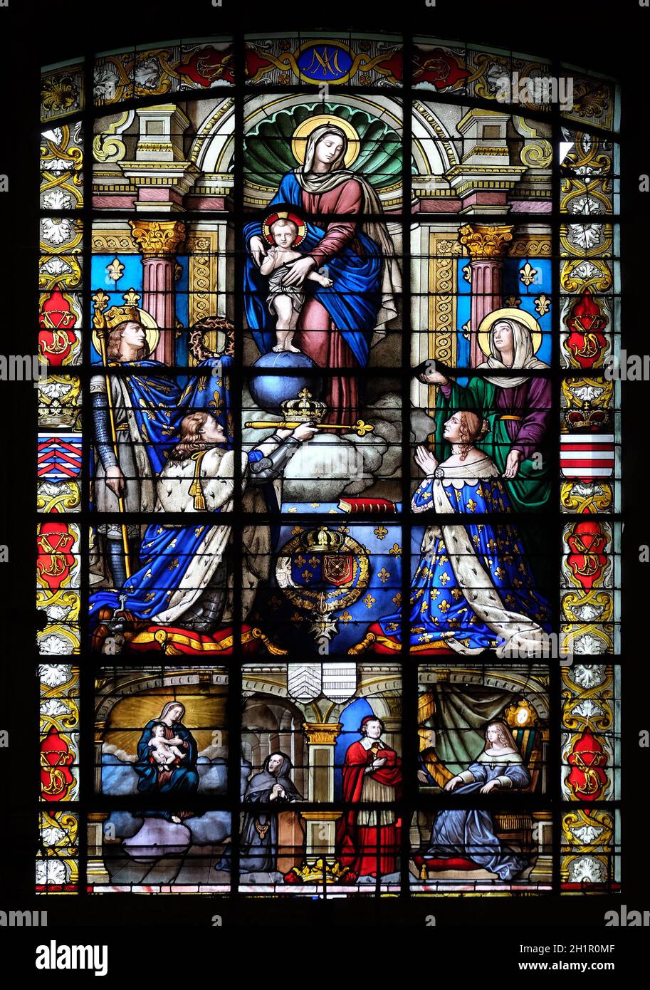Mary and Child, King Louis IX holding the crown of thorns, King Louis ...