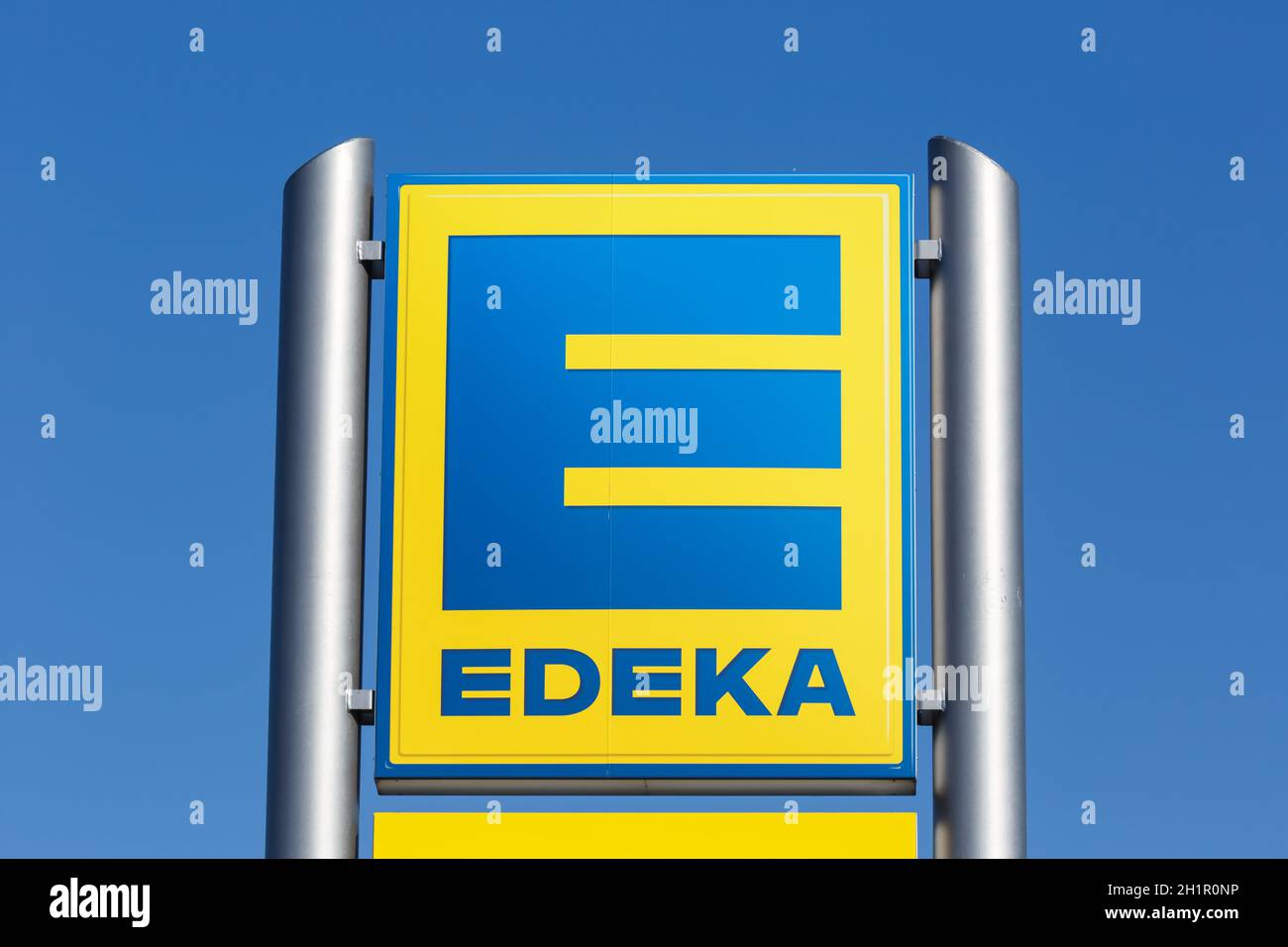Stuttgart, Germany - May 17, 2020: Edeka logo sign supermarket food ...