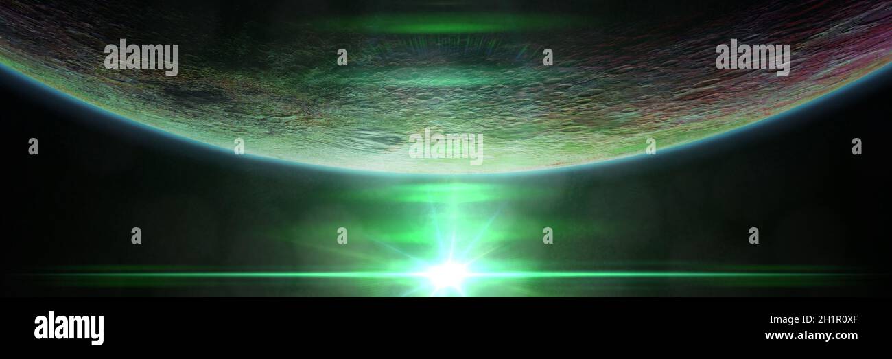 Mysterious green space planet hi-res stock photography and images - Alamy